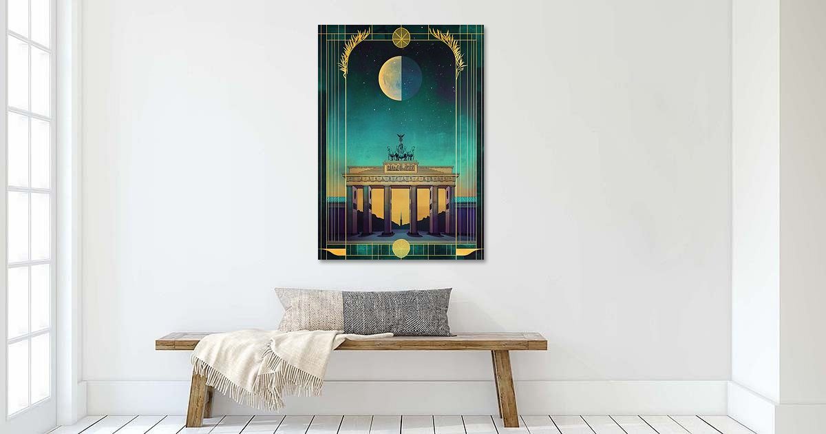 Berlijn Brandenburger Tor Art Deco van Niklas Maximilian op canvas, behang en meer